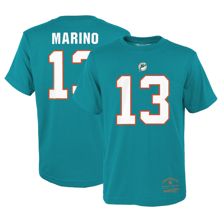 Mitchell & Ness Youth Miami Dolphins Dan Marino Aqua Retired Retro Pla ...